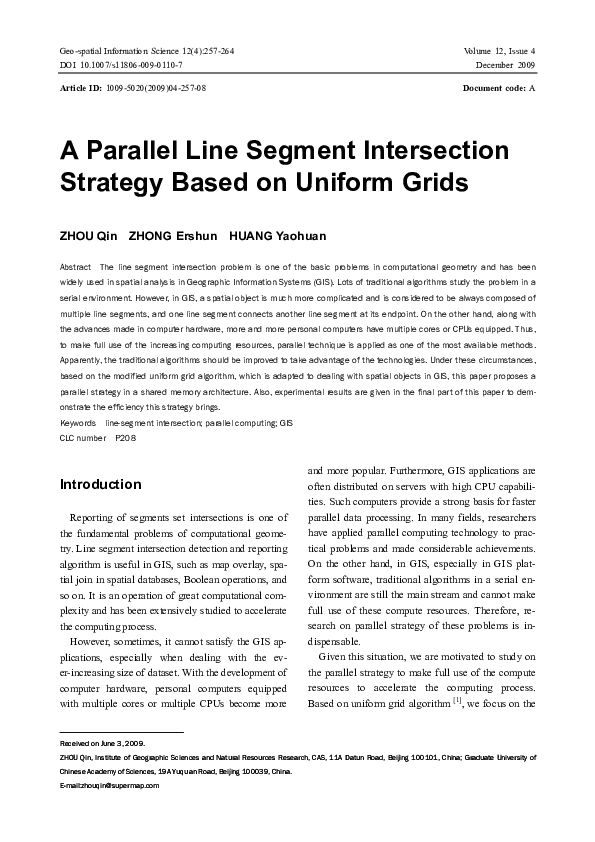 Pdf A Parallel Line Segment Intersection Strategy Based On Uniform Grids