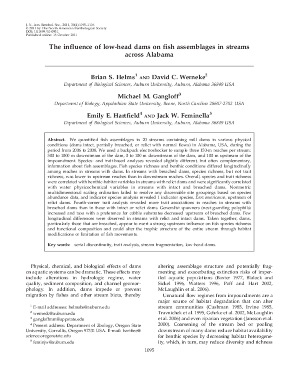 (PDF) The influence of low-head dams on fish assemblages in streams ...