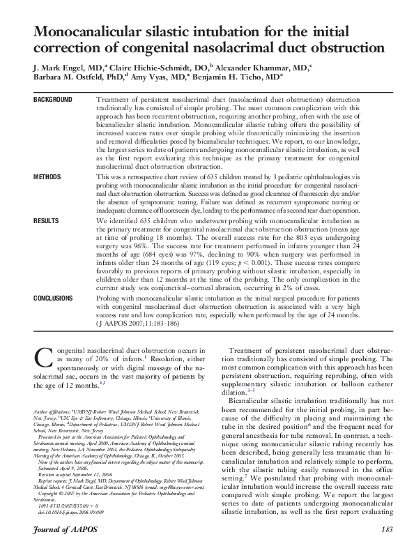 (PDF) Monocanalicular silastic intubation for the initial correction of ...