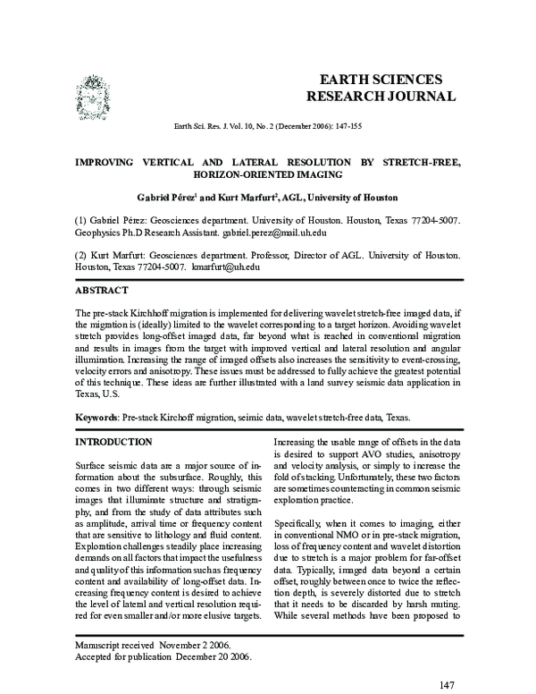 (PDF) Improving vertical and lateral resolution by stretch‐free ...