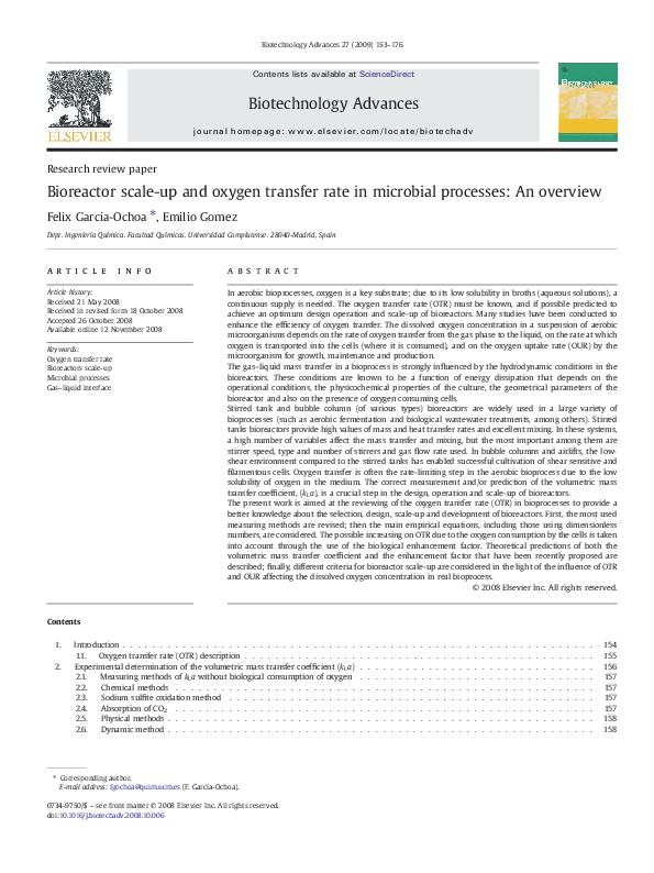 (PDF) Bioreactor scale-up and oxygen transfer rate in microbial ...