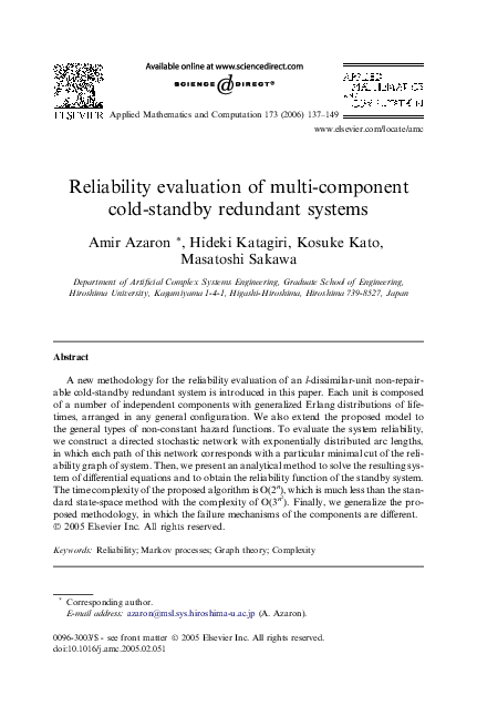 (PDF) Reliability evaluation of multi-component cold-standby redundant systems