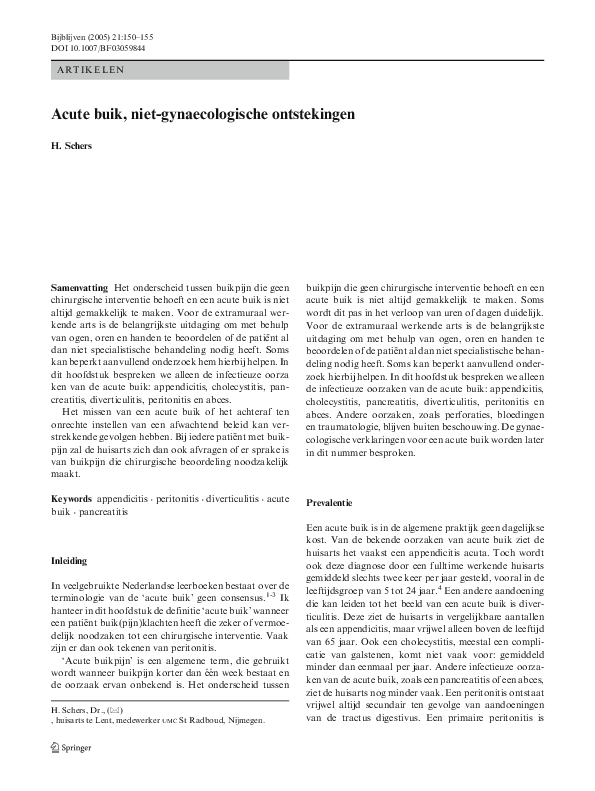 (PDF) Acute buik, niet-gynaecologische ontstekingen