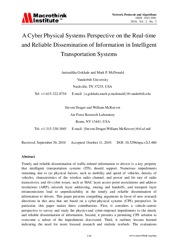 (PDF) A Cyber Physical Systems Perspective on the Real-time and ...