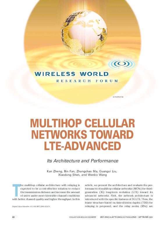 (PDF) Multihop cellular networks toward LTE-advanced