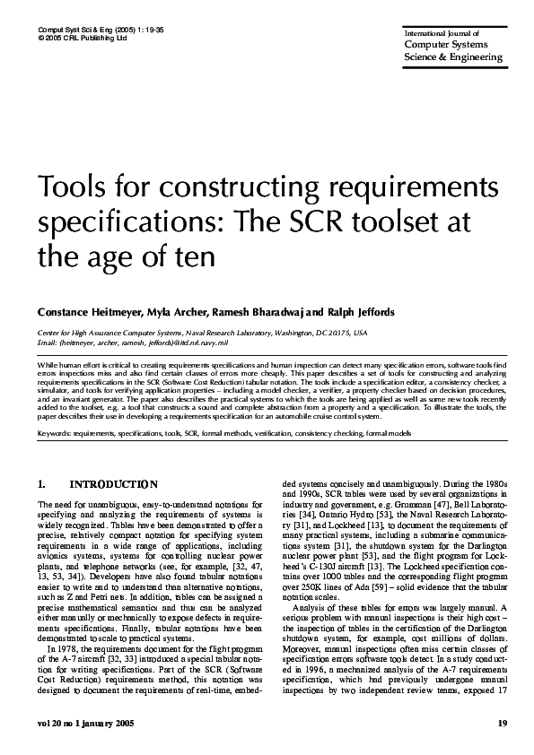 (PDF) Tools for constructing requirements specifications: the SCR ...