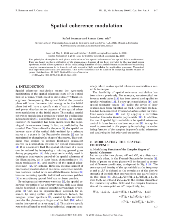 (PDF) Spatial coherence modulation