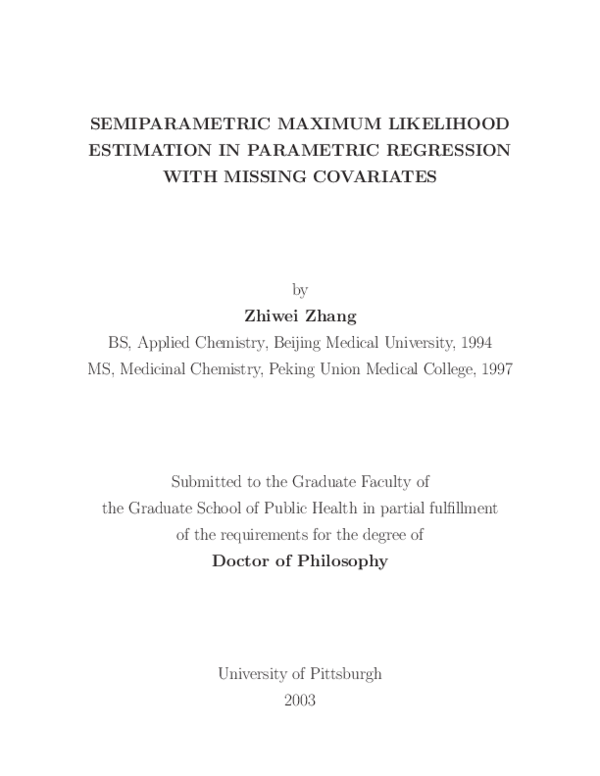 Pdf On Maximum Likelihood Estimation In Parametric Regression With