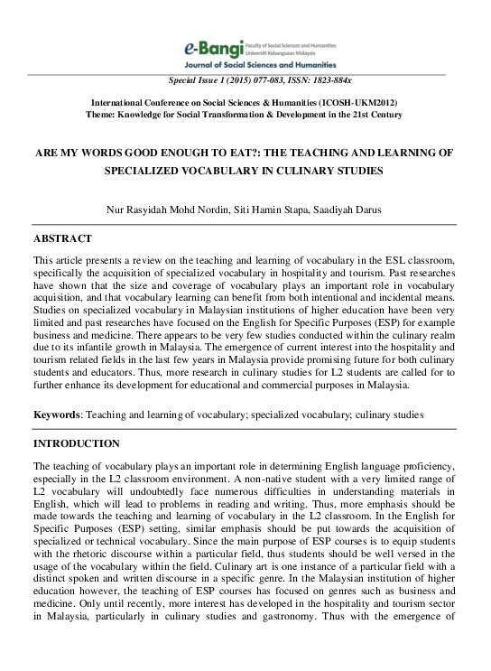 (PDF) Are My Words Good Enough to Eat?: The Teaching and Learning of ...