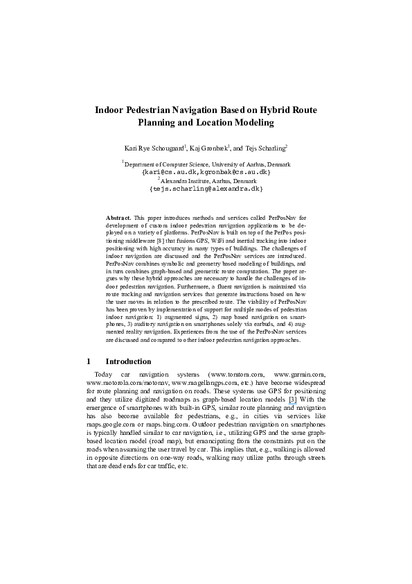 Pdf Indoor Pedestrian Navigation Based On Hybrid Route Planning And