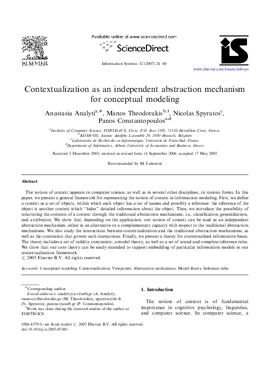 (PDF) Contextualization as an independent abstraction mechanism for conceptual modeling