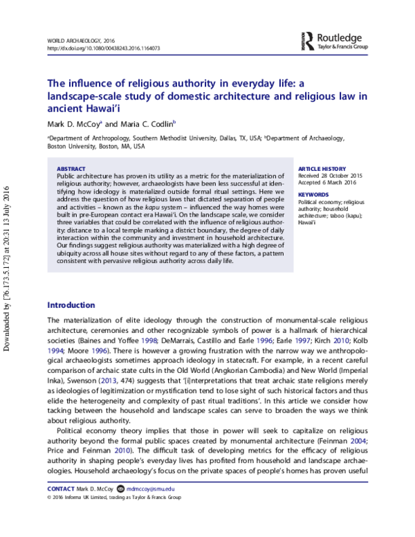 (PDF) The influence of religious authority in everyday life: a ...