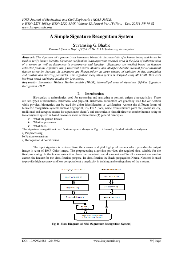 Pdf A Simple Signature Recognition System
