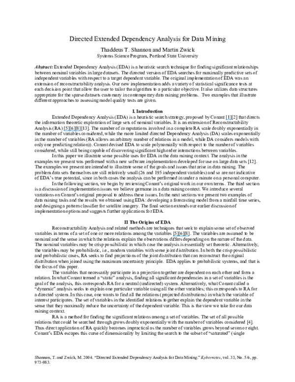 Pdf Directed Extended Dependency Analysis For Data Mining