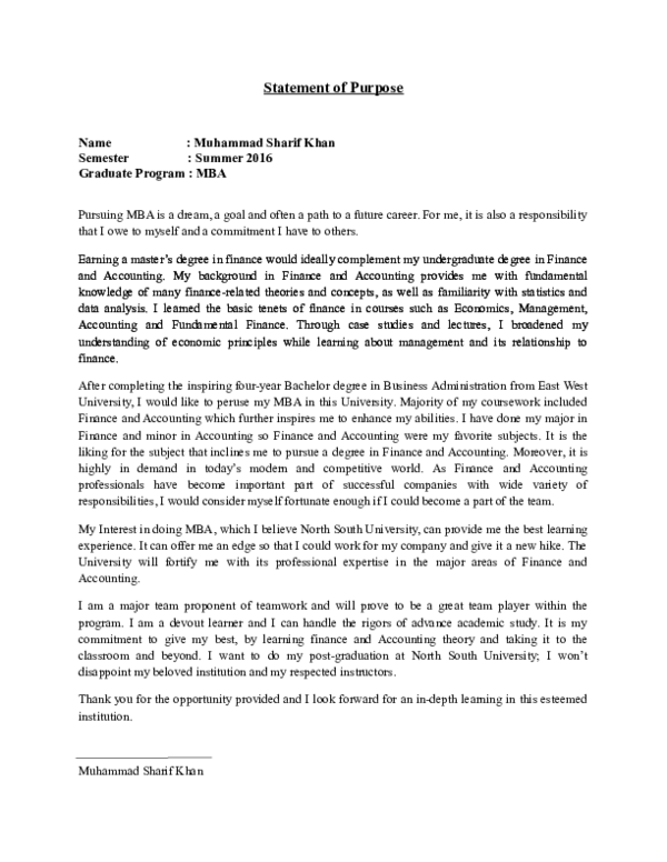 (DOC) Statement of Purpose