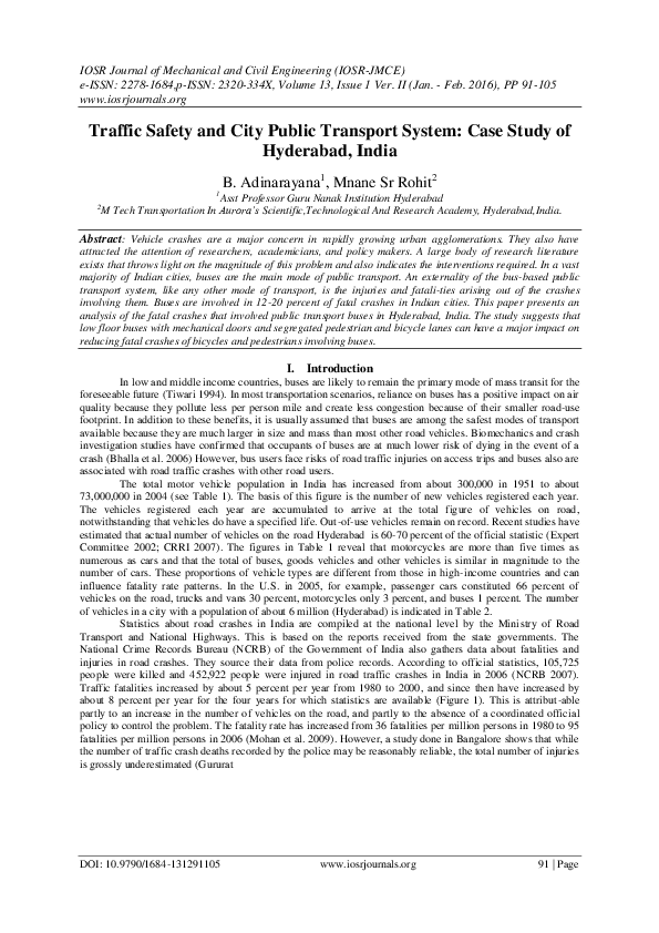 (PDF) Traffic Safety and City Public Transport System: Case Study of ...