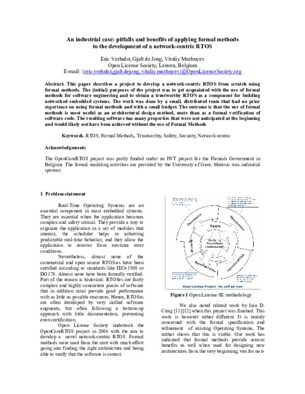 (PDF) An Industrial Case: Pitfalls and Benefits of Applying Formal ...