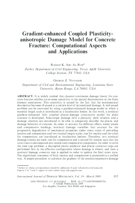 (PDF) Gradient-enhanced coupled plasticity-anisotropic damage model for concrete fracture ...