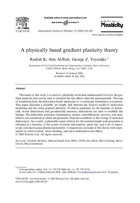 (PDF) A physically based gradient plasticity theory