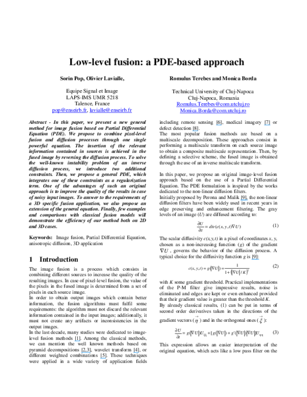 (PDF) Low-level fusion: a PDE-based approach