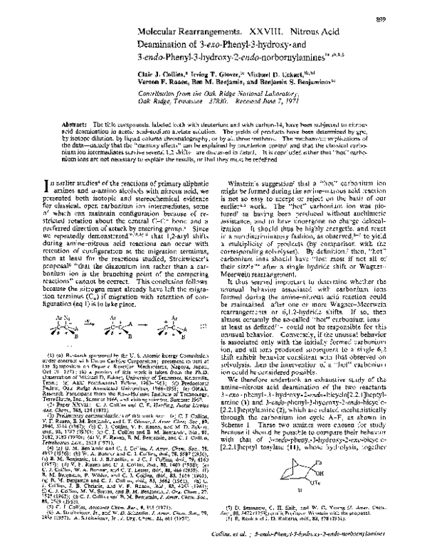 (PDF) Molecular rearrangements. XXVIII. Nitrous acid deamination of 3 ...