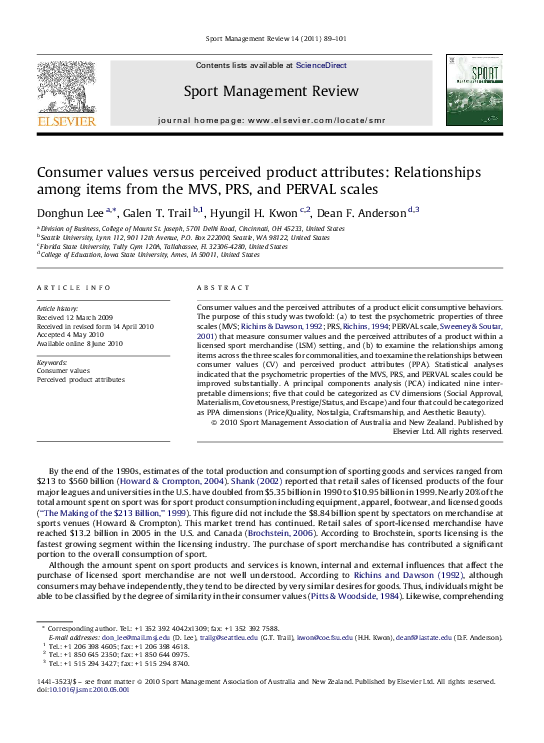 (PDF) Consumer values versus perceived product attributes ...