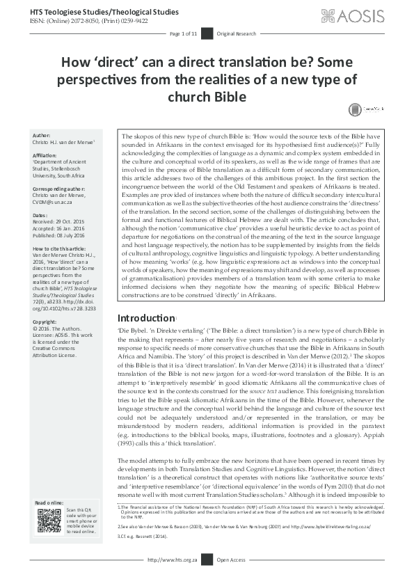 (PDF) How 'direct' can a direct translation be?