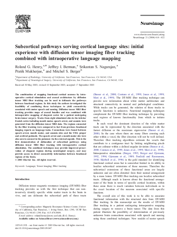 (PDF) Subcortical pathways serving cortical language sites: initial ...