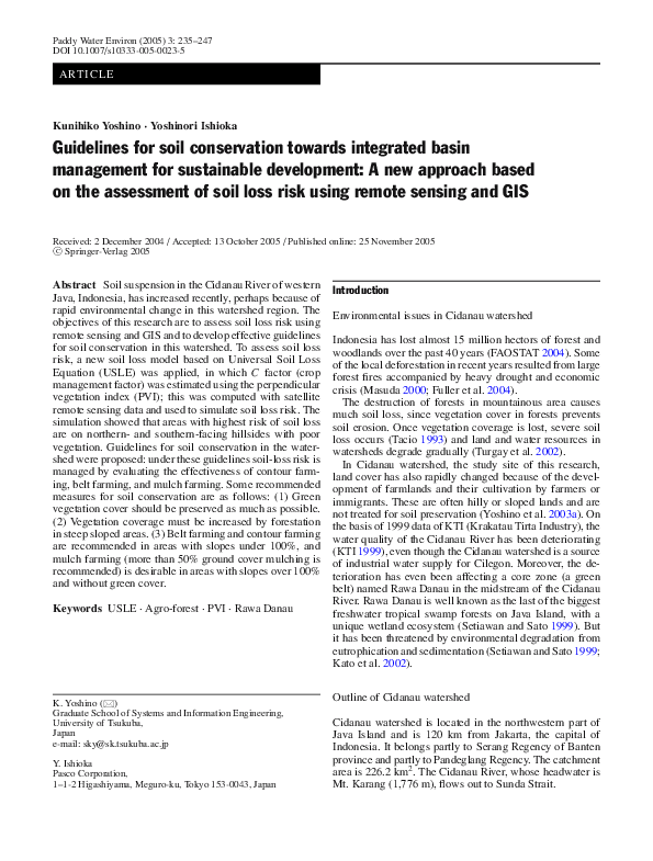 (PDF) Guidelines for soil conservation towards integrated basin ...