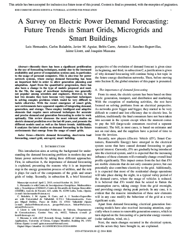 (PDF) A Survey on Electric Power Demand Forecasting: Future Trends in ...