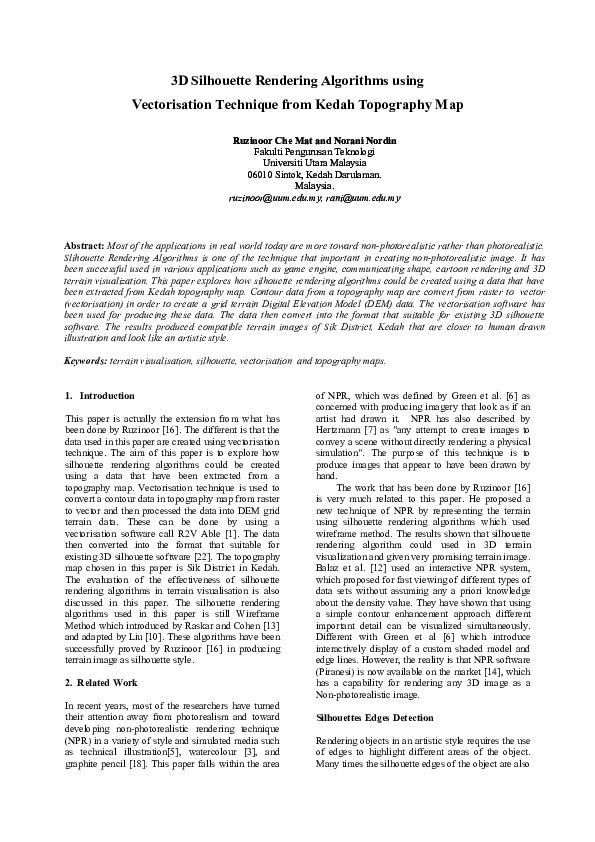 Pdf 3d Silhouette Rendering Algorithms Using Vectorisation Technique