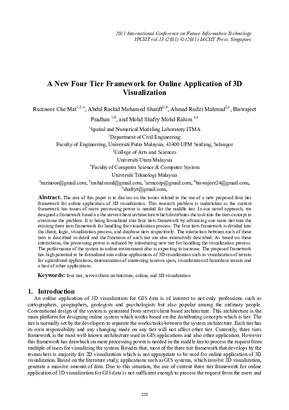 Pdf A New Four Tier Framework For Online Application Of 3d Visualization