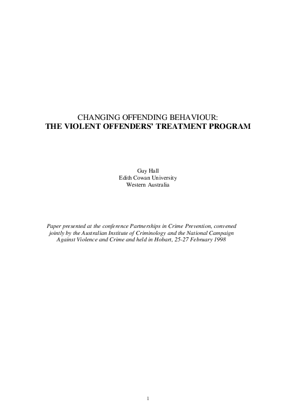 (PDF) Changing Offending Behaviour: The Violent Offenders' Treatment ...