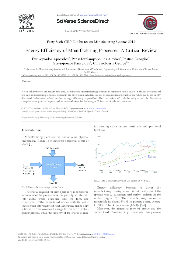 (PDF) Energy Efficiency of Manufacturing Processes: A Critical Review