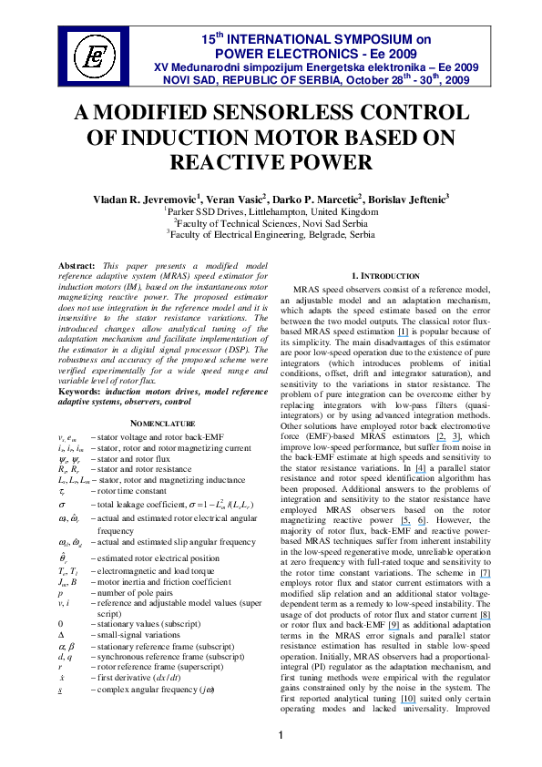 Pdf A Modified Sensorless Control Of Induction Motor Based On