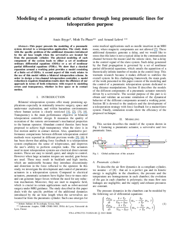 (PDF) Modeling of a pneumatic actuator through long pneumatic lines for ...