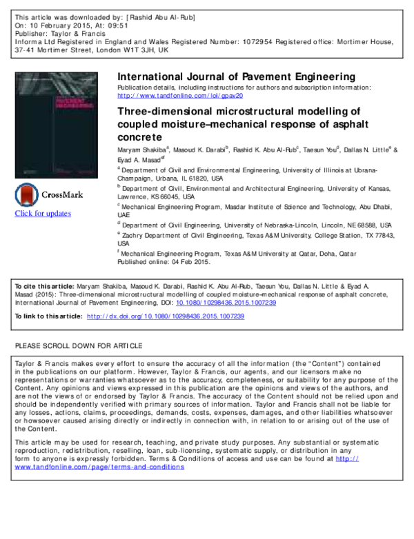 (PDF) Three-dimensional microstructural modeling of asphalt concrete using a unified ...