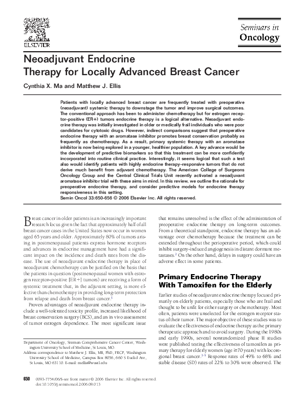 (PDF) [Neoadjuvant endocrine therapy for locally advanced breast cancer]