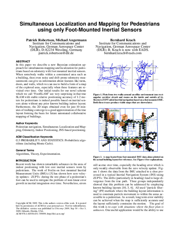 (PDF) Simultaneous Localization and Mapping for pedestrians using distortions of the local ...