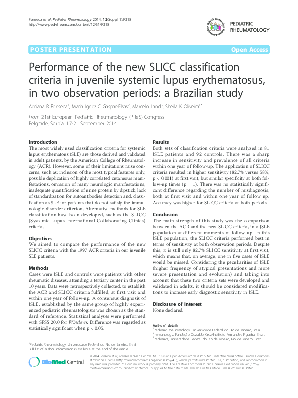 (PDF) Performance of the new SLICC classification criteria in juvenile ...