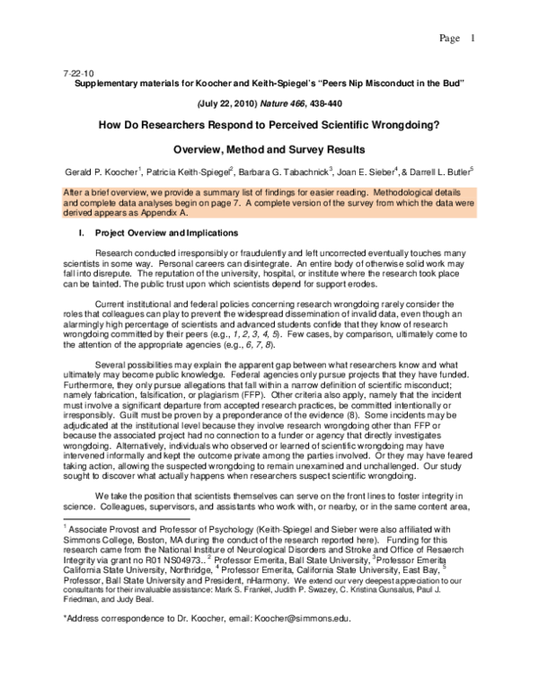 (PDF) How Do Researchers Respond to Perceived Scientific Wrongdoing ...
