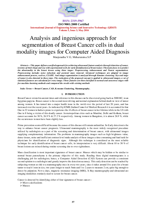 (PDF) ANALYSIS AND INGENIOUS APPROACH FOR SEGMENTATION OF BREAST CANCER CELLS IN DUAL MODALITY ...