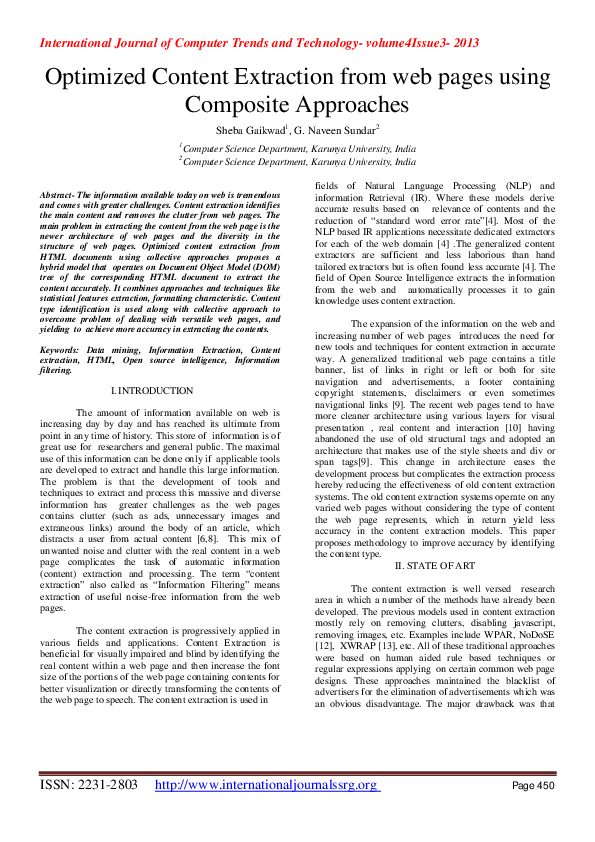 (PDF) Optimized Content Extraction from web pages using Composite ...