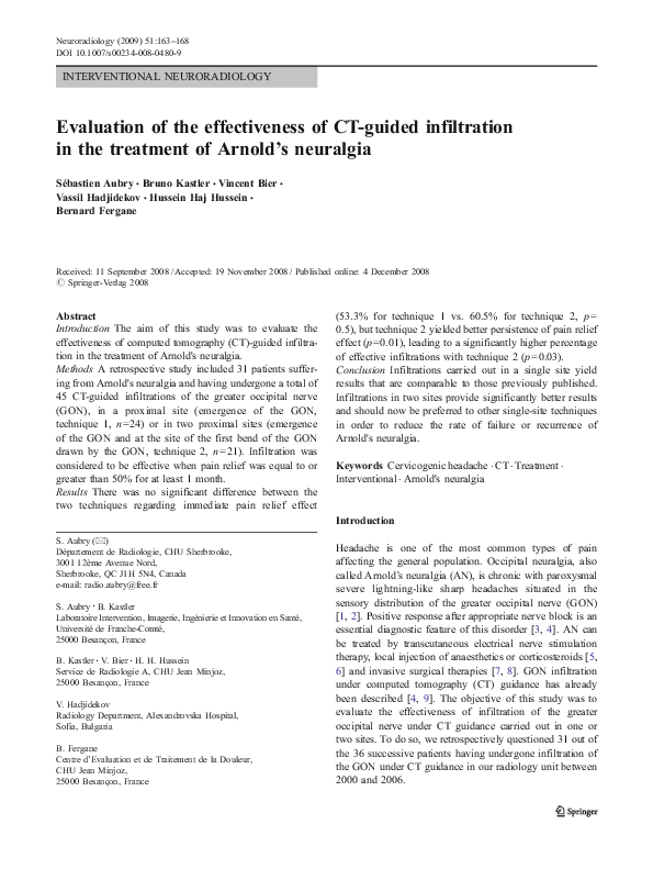 (PDF) Evaluation of the effectiveness of CT-guided infiltration in the ...