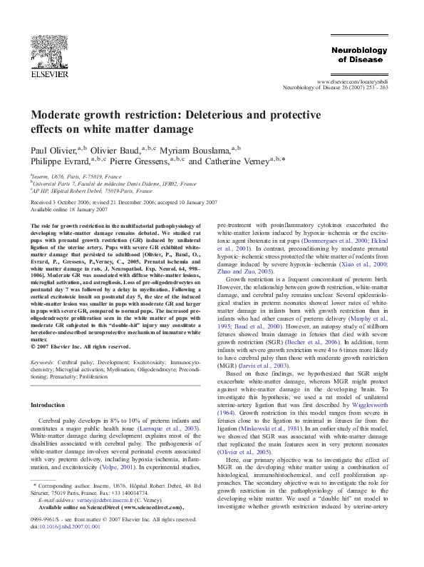 (PDF) Moderate growth restriction: Deleterious and protective effects ...