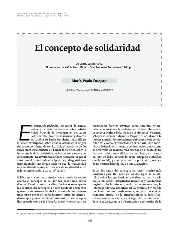 (PDF) El concepto de solidaridad