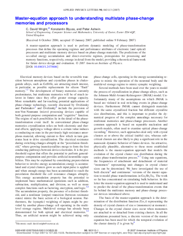 (PDF) Master-equation approach to understanding multistate phase-change ...
