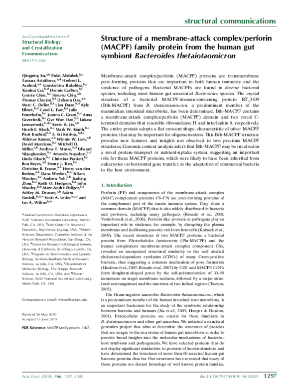 (PDF) Structure of a membrane-attack complex/perforin (MACPF) family ...