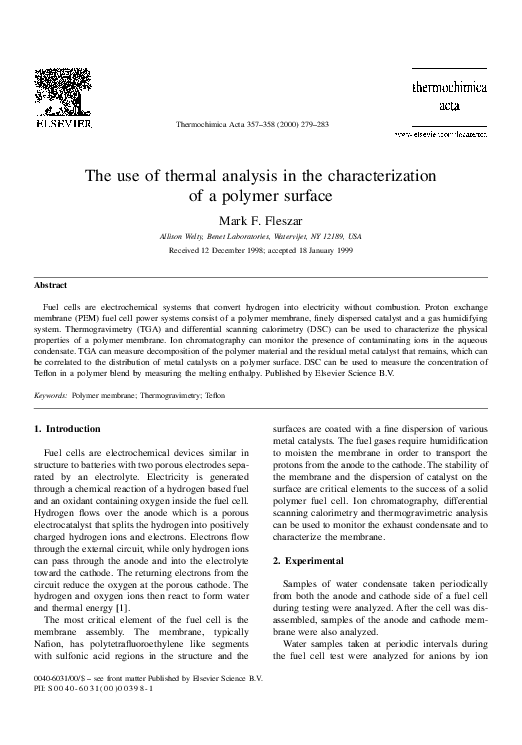 (PDF) Use of thermal analysis in the characterization of a polymer ...