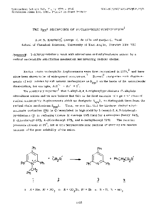 (PDF) The SRN2 mechanism of nucleophilic substitution